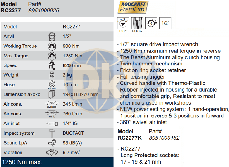 DKV VIET NAM CO.,LTD - Súng siết bulong Rodcraft RC2277