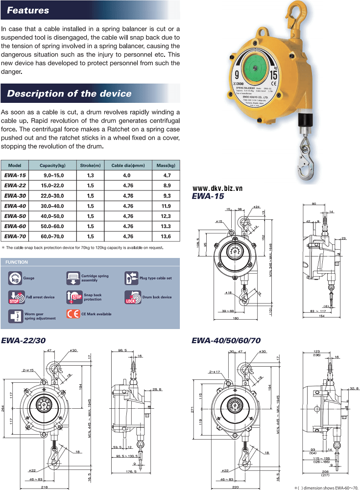 DKV VIET NAM CO.,LTD - Pa lăng cân bằng Endo EWA-70