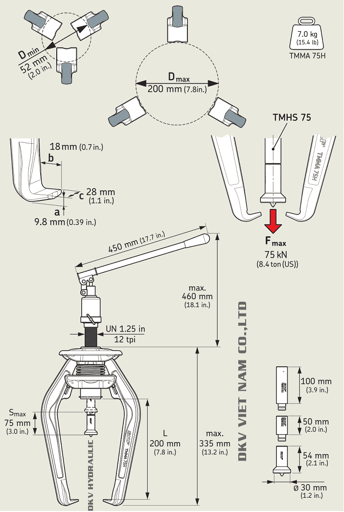 DKV VIET NAM CO.,LTD - Cảo thủy lực tấn TMMA 75H