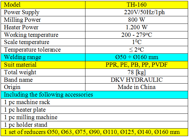 DKV VIET NAM CO.,LTD - Máy hàn ống HDPE (Model: TH-160)