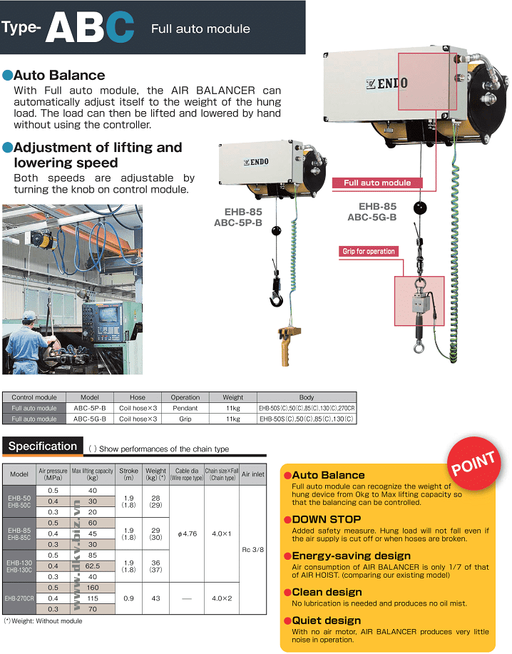 DKV VIET NAM CO.,LTD - Pa lăng cân bằng khí nén Endo EHB-130C + ABC-5P-B