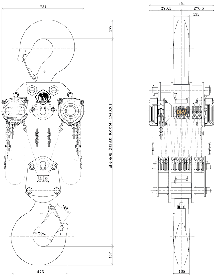 DKV VIET NAM CO.,LTD - Pa lăng xích kéo tay Elephant H-50