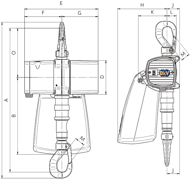 Pa lăng xích khí nén 0.5 tấn JDN MINI 500-SP - DKV VIETNAM CO., LTD